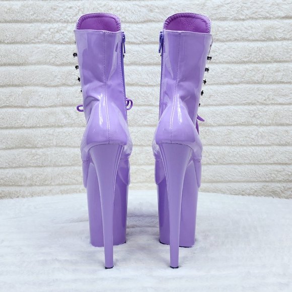 Pleaser | Shoes | Lavender Lilac Purple Patent Platform 8 Heel Lace Up ...